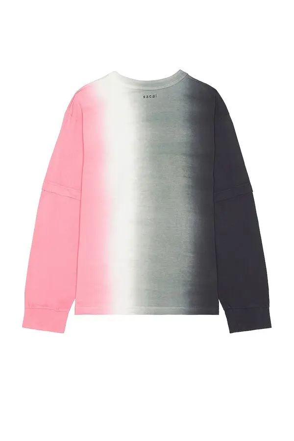 Buy Sacai Tie Dye Cotton Jersey Long Sleeve T-shirt In Grey - Grey